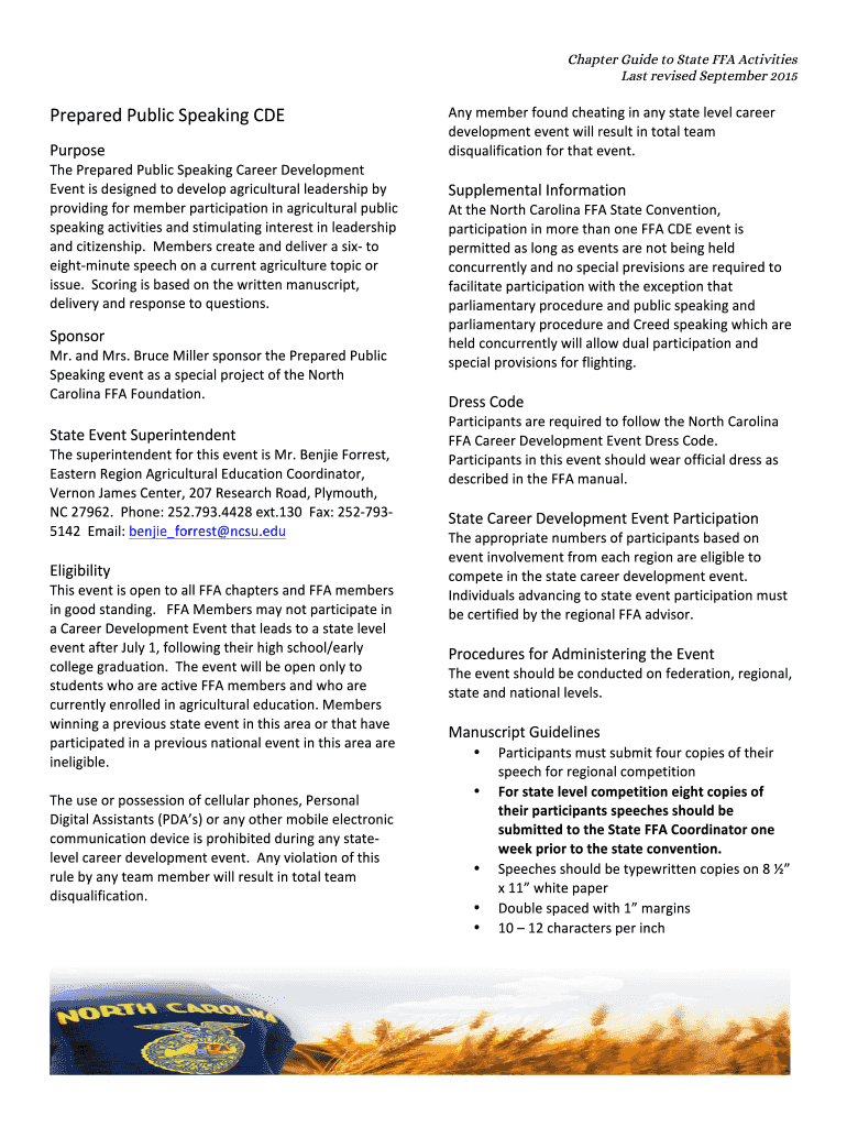 Fillable Online Prepared Public Speaking CDE Fax Email Print - pdfFiller