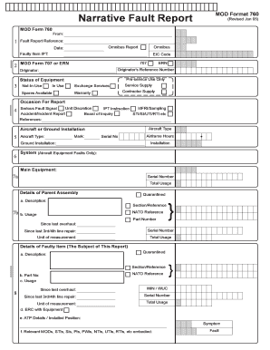 Fillable Online Narrative Fault Report MOD Form - tools Fax Email Print ...