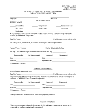 Fillable Online Paid Leave Form Fax Email Print - pdfFiller