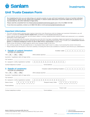 Fillable Online Unit Trusts Cession Form Fax Email Print - pdfFiller