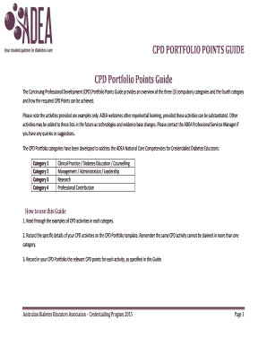 Fillable Online CPD PORTFOLIO POINTS GUIDE Fax Email Print - pdfFiller