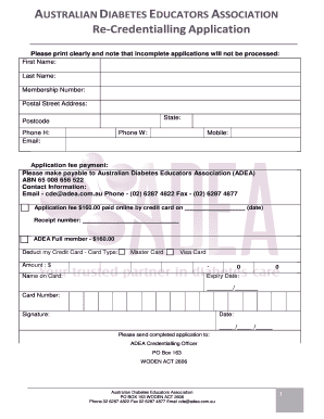 Fillable Online AUSTRALIAN DIABETES EDUCATORS ASSOCIATION Re Fax Email ...