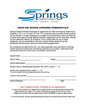 Fillable Online VISION AND HEARING SCREENING PERMISSION SLIP Fax Email ...