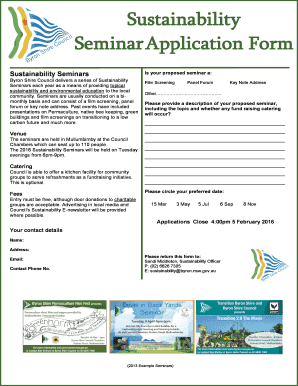 Fillable Online byron nsw gov Sustainability Seminar Application Form ...