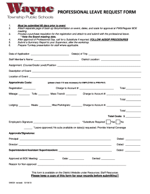 Fillable Online Professional Leave Request form - njasbocom Fax Email ...