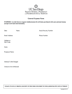 Fillable Online pharmacy ucsd General Expense Form - pharmacyucsdedu ...