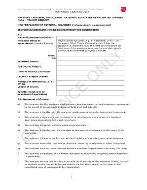 Fillable Online FORM EE1 FOR NEWREPLACEMENT EXTERNAL EXAMINERS ONLY ...