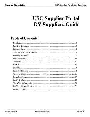 Fillable Online businessservices usc StepbyStep Guide USC Supplier ...