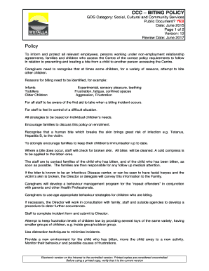 Fillable Online CCC BITING POLICY Fax Email Print - pdfFiller