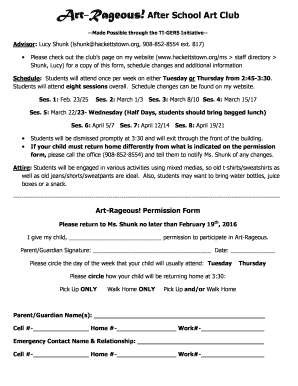 After School Art Club - Fill and Sign Printable Template Online