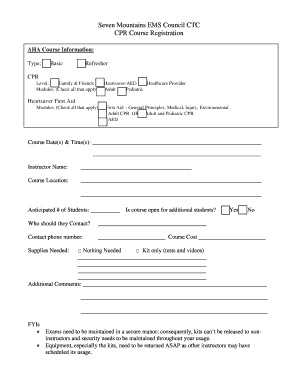 Fillable Online smemsc Seven Mountains EMS Council CTC Fax Email Print ...