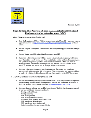 Fillable Online Steps To Take After Approval Of Your DACA Application ...