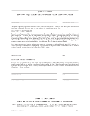 Fillable Online SECTION 401k THRIFT PLAN CONTRIBUTION ELECTION FORM Fax ...