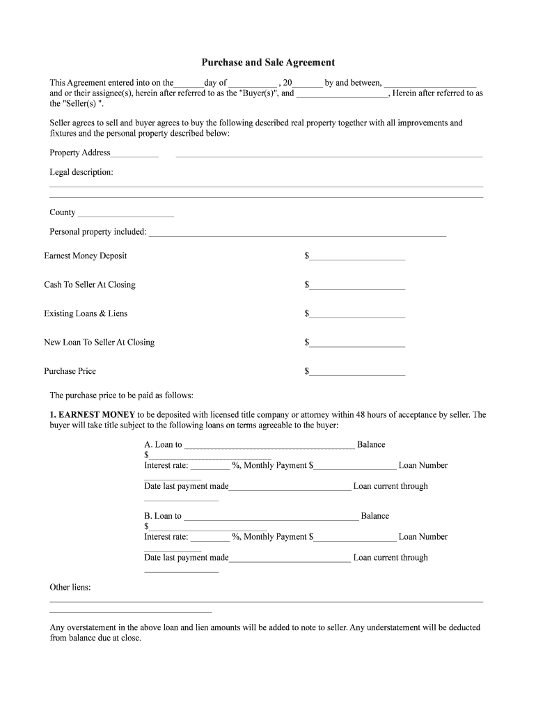 Fillable Online Purchase and Sale Agreement - Net Income Real Estate ...
