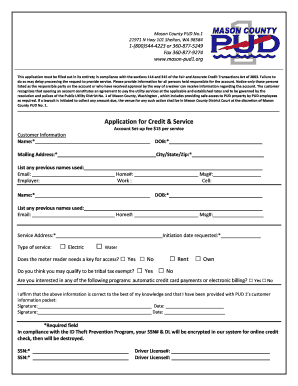 Fillable Online mason-pud1 Application for Credit Service - Mason County PUD No 1 - mason-pud1 ...