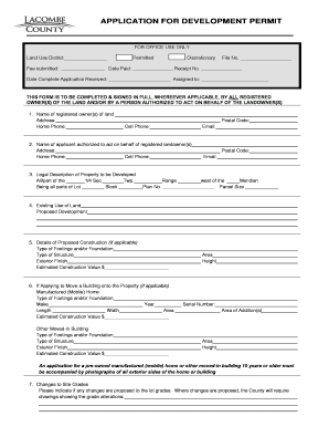 Fillable Online APPLICATION FOR DEVELOPMENT PERMIT - General ...
