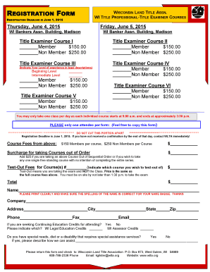Fillable Online REGISTRATION FORM WISCONSIN LAND TITLE ASSN WI TITLE ...