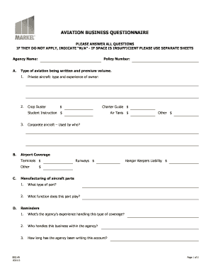 Fillable Online ASSURANCE AVIATION - QUESTIONNAIRE Fax Email Print ...