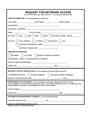 Fillable Online tamc amedd army REQUEST FOR NETWORK ACCESS - TAMC ...