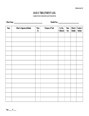 Fillable Online txs uscourts DAILY TREATMENT LOG - Southern District Of ...