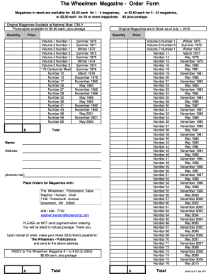 Fillable Online thewheelmen The Wheelmen Magazine - Order Form ...