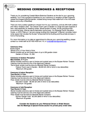 Fillable Online WEDDING CEREMONIES & RECEPTIONS Fax Email Print - pdfFiller