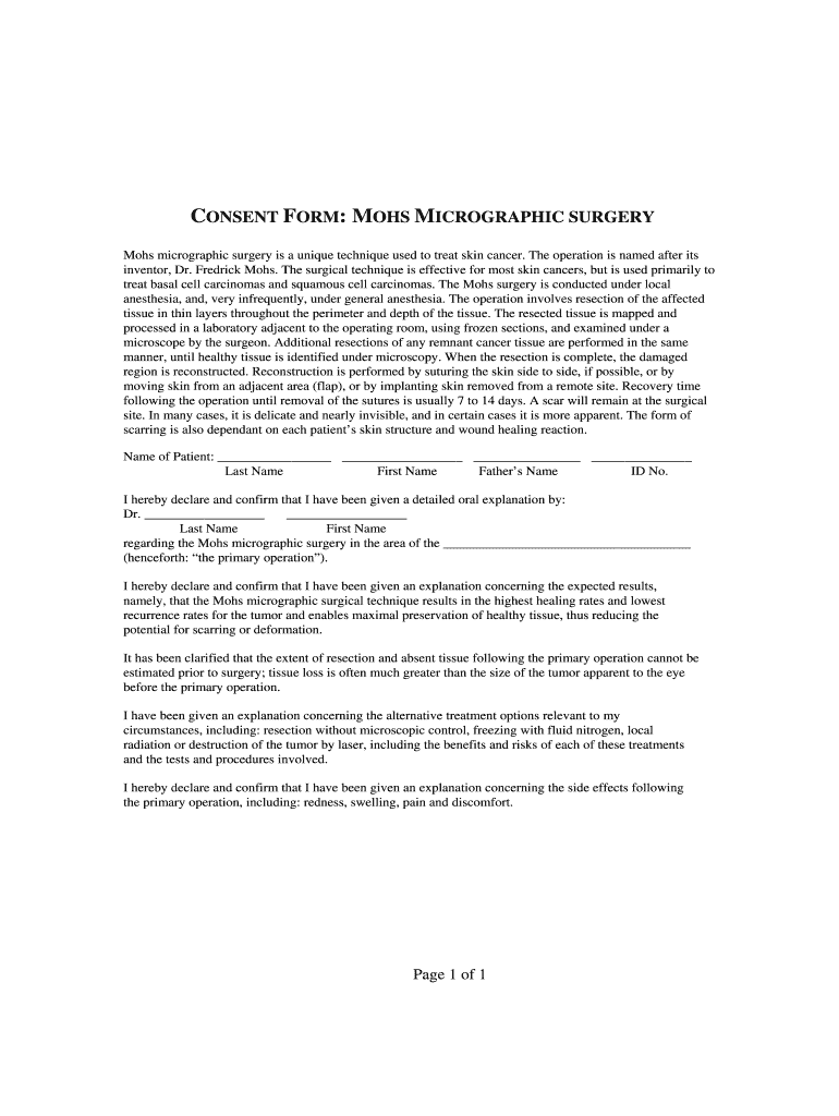 Fillable Online CONSENT FORM: MOHS MICROGRAPHIC SURGERY Fax Email Print ...