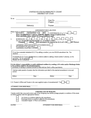 Fillable Online utb uscourts AMENDMENT DECLARATION Fax Email Print ...