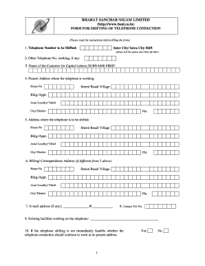 Fillable Online doda gov BHARAT SANCHAR NIGAM LIMITED httpwwwbsnlcoin ...