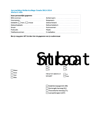 Invulbaar Online wellant Aanmelding Wellantcollege Gouda 2013-2014 ...