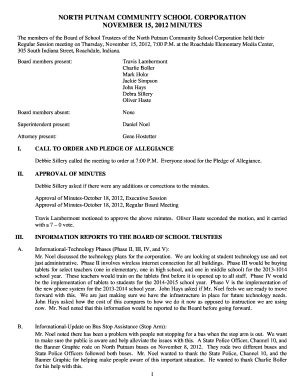 Fillable Online Board members present: Travis Lambermont Charlie Boller ...