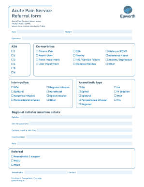 Fillable Online Acute Pain Service Referral form - Epworth HealthCare ...