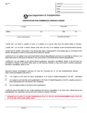 Fillable Online CERTIFICATION FOR COMMERCIAL DRIVERS LICENSE Fax Email ...