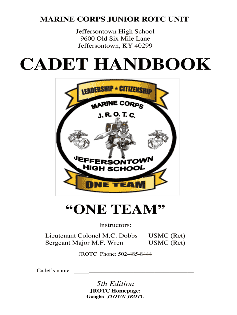 Fillable Online Cadet Handbook - Jefferson County Public Schools Fax ...