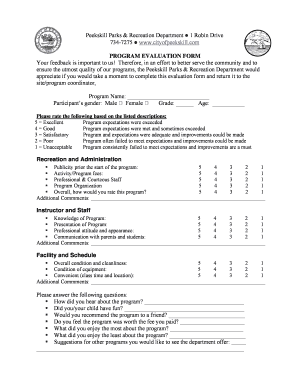 Fillable Online PROGRAM EVALUATION FORM - City of Peekskill Fax Email Print - pdfFiller