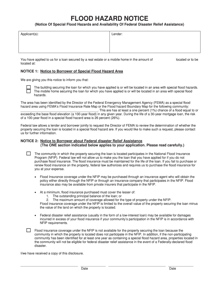 Fillable Online FLOOD HAZARD NOTICE - GreenBoxLoans Inc Fax Email Print ...
