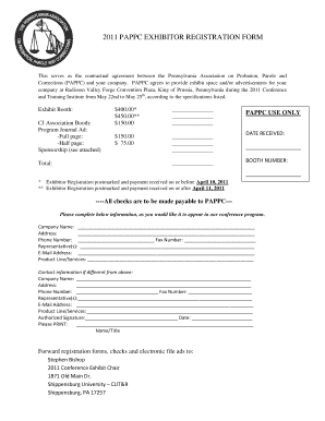 Fillable Online pappc 2011 PAPPC EXHIBITOR REGISTRATION FORM - pappc ...