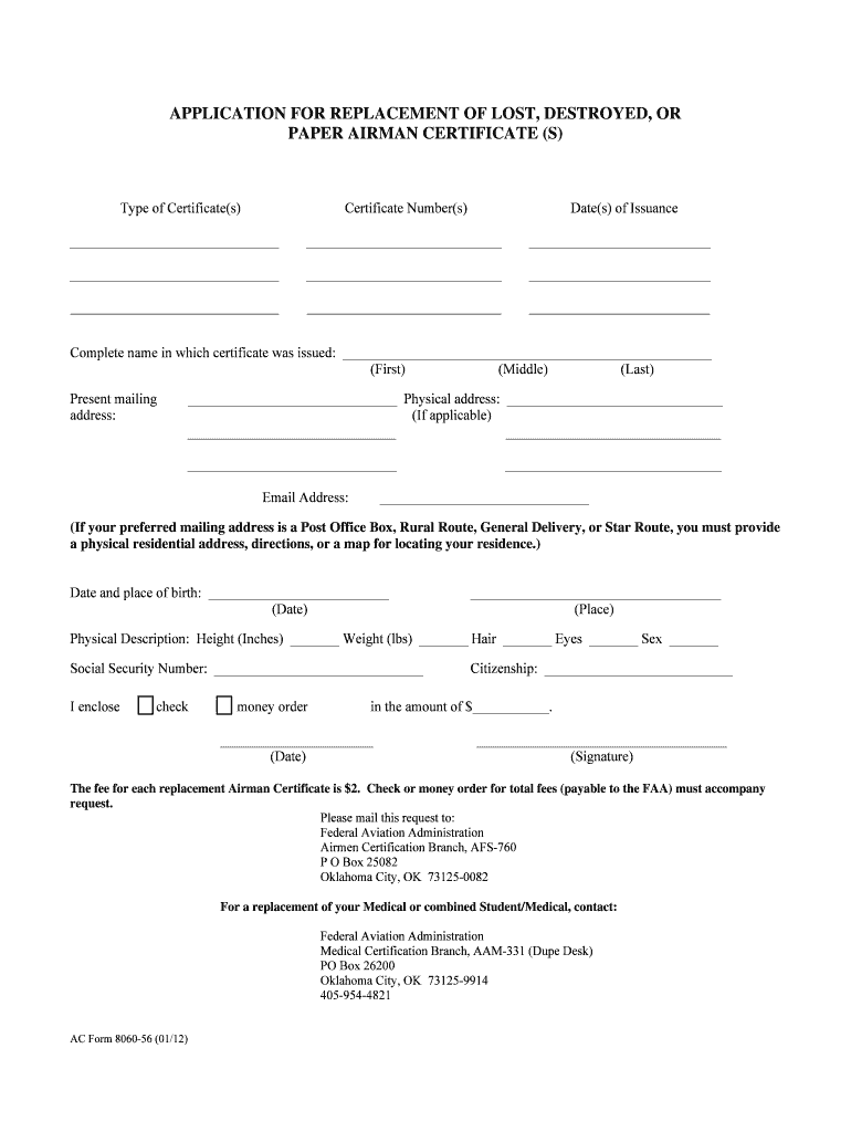 Fillable Online APPLICATION FOR REPLACEMENT OF LOST, DESTROYED, OR Fax ...