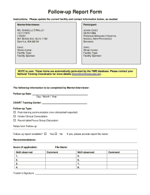 Fillable Online Follow-up Report Form - I-TECH Website Fax Email Print ...
