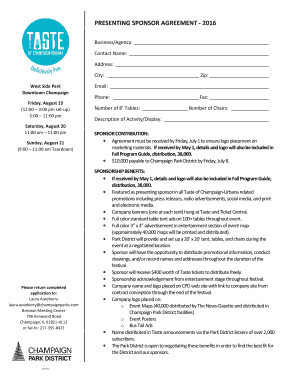 Fillable Online 2016 Taste Presenting Sponsor Agreement Fax Email Print ...