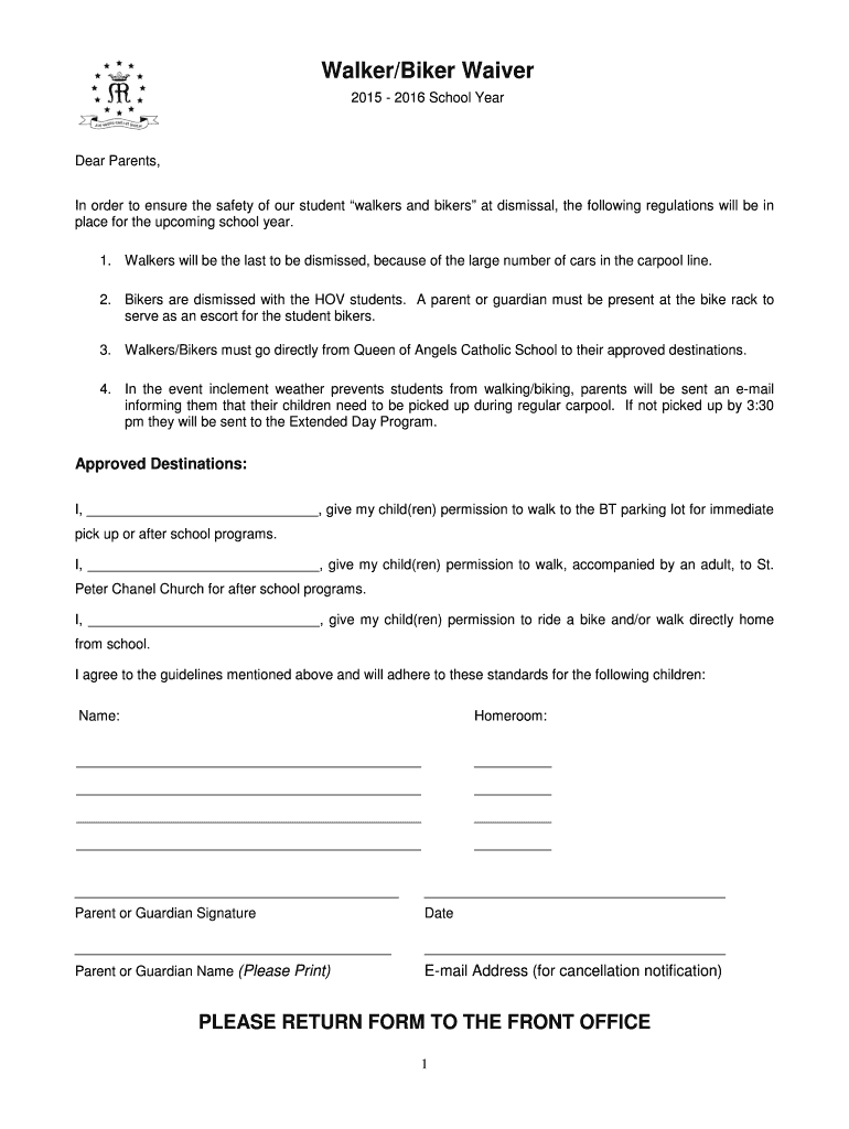 Fillable Online WalkerBiker Waiver - qaschoolorg Fax Email Print ...