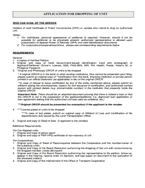Fillable Online APPLICATION FOR DROPPING OF UNIT Fax Email Print ...
