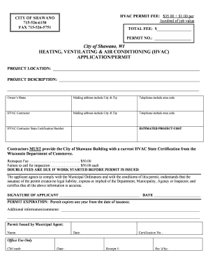 Fillable Online HVAC APPLICATION-PERMITdoc Fax Email Print - pdfFiller