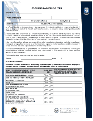 Fillable Online CO-CURRICULAR CONSENT FORM - Marryatville High School Fax Email Print - pdfFiller