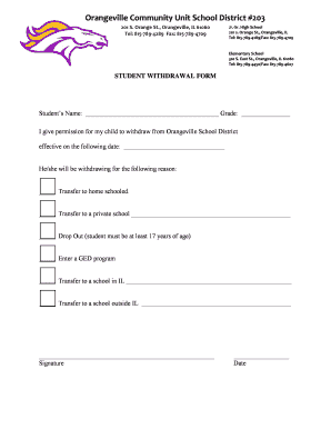 Fillable Online STUDENT WITHDRAWAL FORM - orangevillecusdcom Fax Email ...