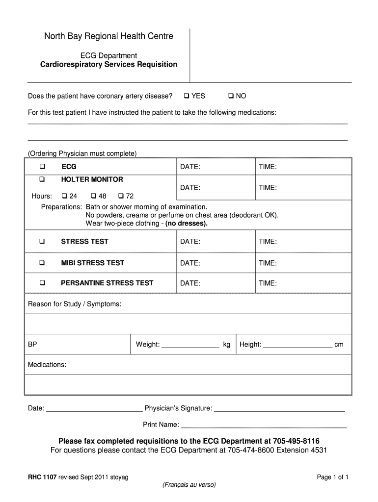 Fillable Online nbrhc on North Bay Regional Health Centre ECG ...