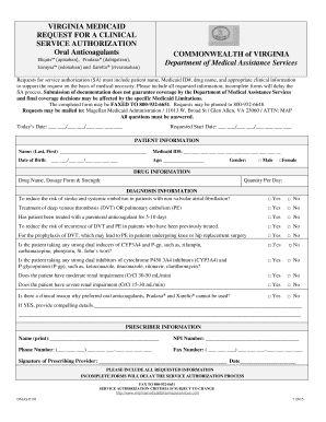 Fillable Online VIRGINIA MEDICAID REQUEST FOR A CLINICAL SERVICE ...