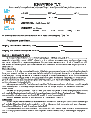 Fillable Online BIKE MS WAIVER FORM YOUTH - National Multiple Sclerosis ...