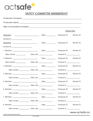 Fillable Online Safety Committee Membership1doc Fax Email Print - pdfFiller