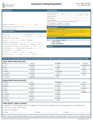 Fillable Online Innovative Testing Requisition - NeoGenomics Laboratory ...